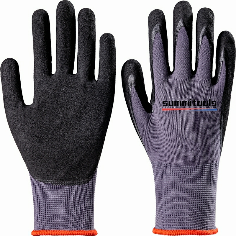 nitrile double dipped glove spandex liner anti-cut work gloves