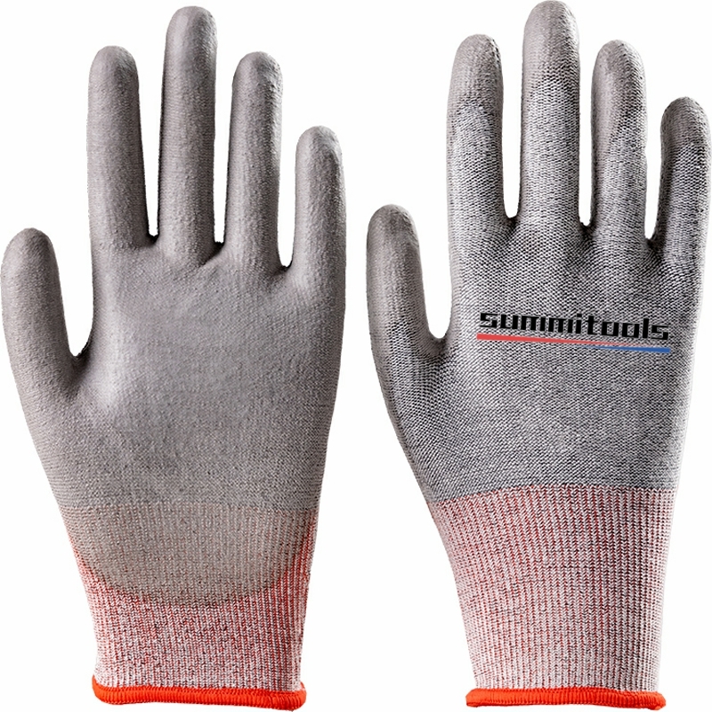 HPPE Cut Resistant grey PU Coated Palm working Gloves