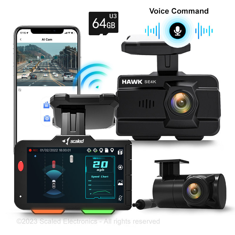 Hawk 4K HD Resolutions AI dash camera with Voice Commands,WiFi and ADAS ...