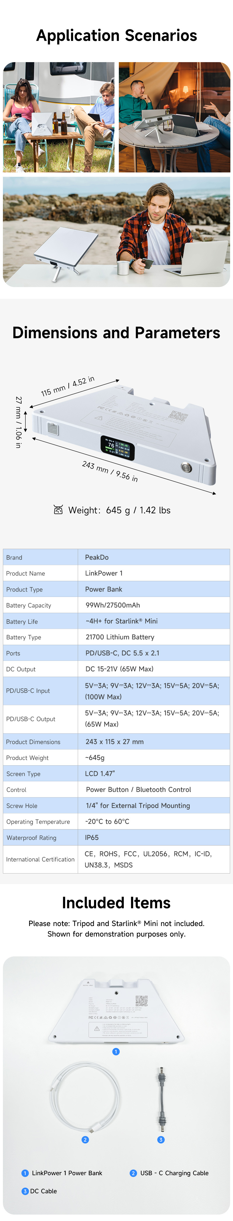 PeakDo LinkPower 1 Power Bank for Starlink Mini