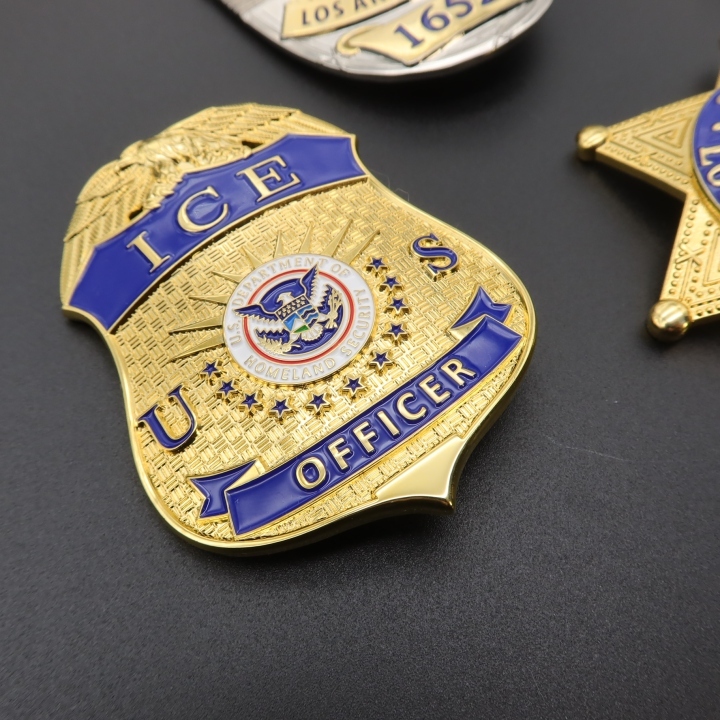 Premium Gold Security Officer Badge Copper Alloy Enamel Pin Government ...