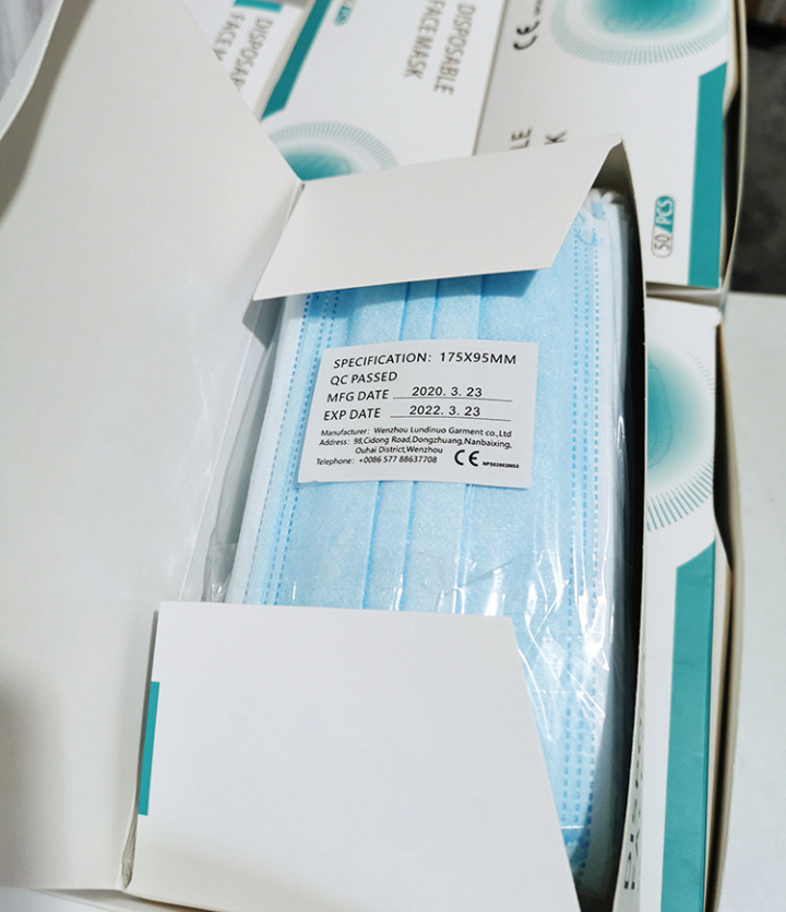 CE Face Mask Disposable Protective 3 Layer Non-Woven Fabrics Ear Loop ...