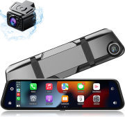 12" Smart Rear View Mirror DashCam Wireless Apple CarPlay Android Auto ...