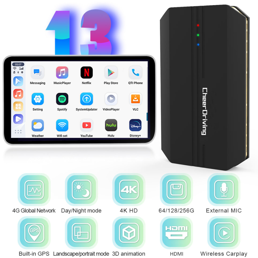 Android 13 CarPlay Ai Box, Qualcomm 6125 8-Core, High Performance ...