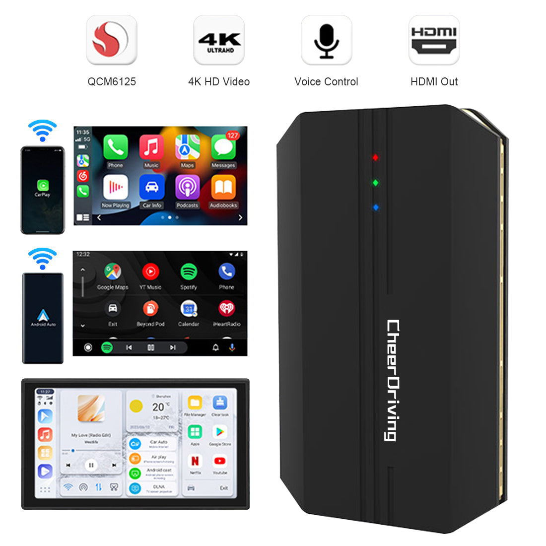 Android 13 CarPlay Ai Box, Qualcomm 6125 8-Core, High Performance ...