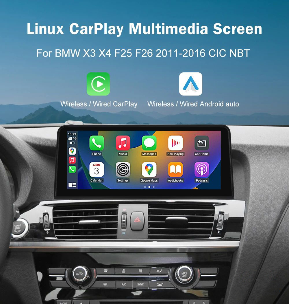 Linux HD Large CarPlay Screen Upgrade for BMW X3 X4 F25 F26