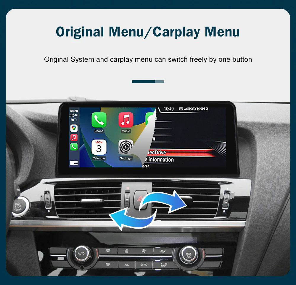 Linux HD Large CarPlay Screen Upgrade for BMW X3 X4 F25 F26