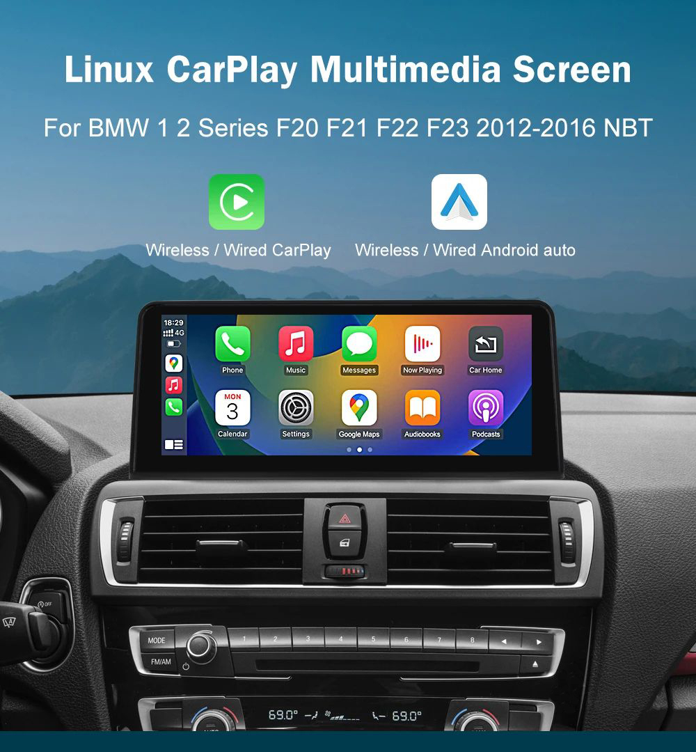 Linux HD Large CarPlay Screen Upgrade for BMW 1/2 Series E87 F20 F21 F45