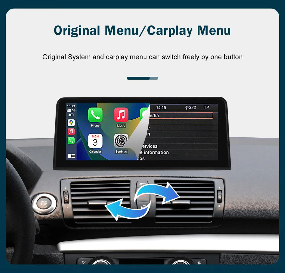 Linux HD Large CarPlay Screen Upgrade for BMW 1/2 Series E87 F20 F21 F45