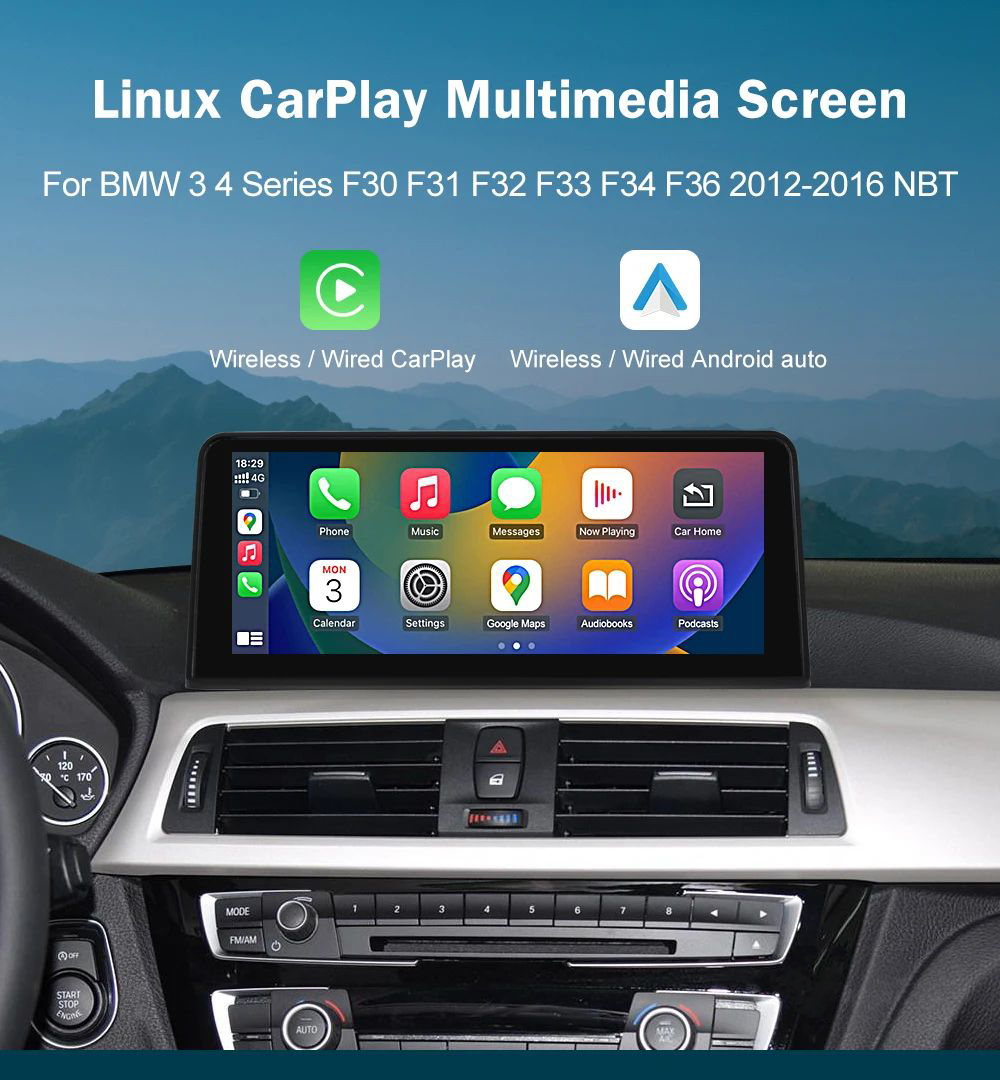 Linux HD Large CarPlay Screen Upgrade for BMW 3/4 Series E90 E91 F30 ...