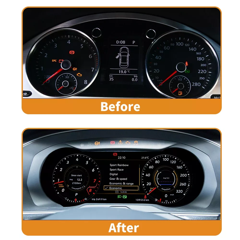 12.3” LCD Digital Dashboard, Digital Cluster, Virtual Cockpit for VW MQB B8