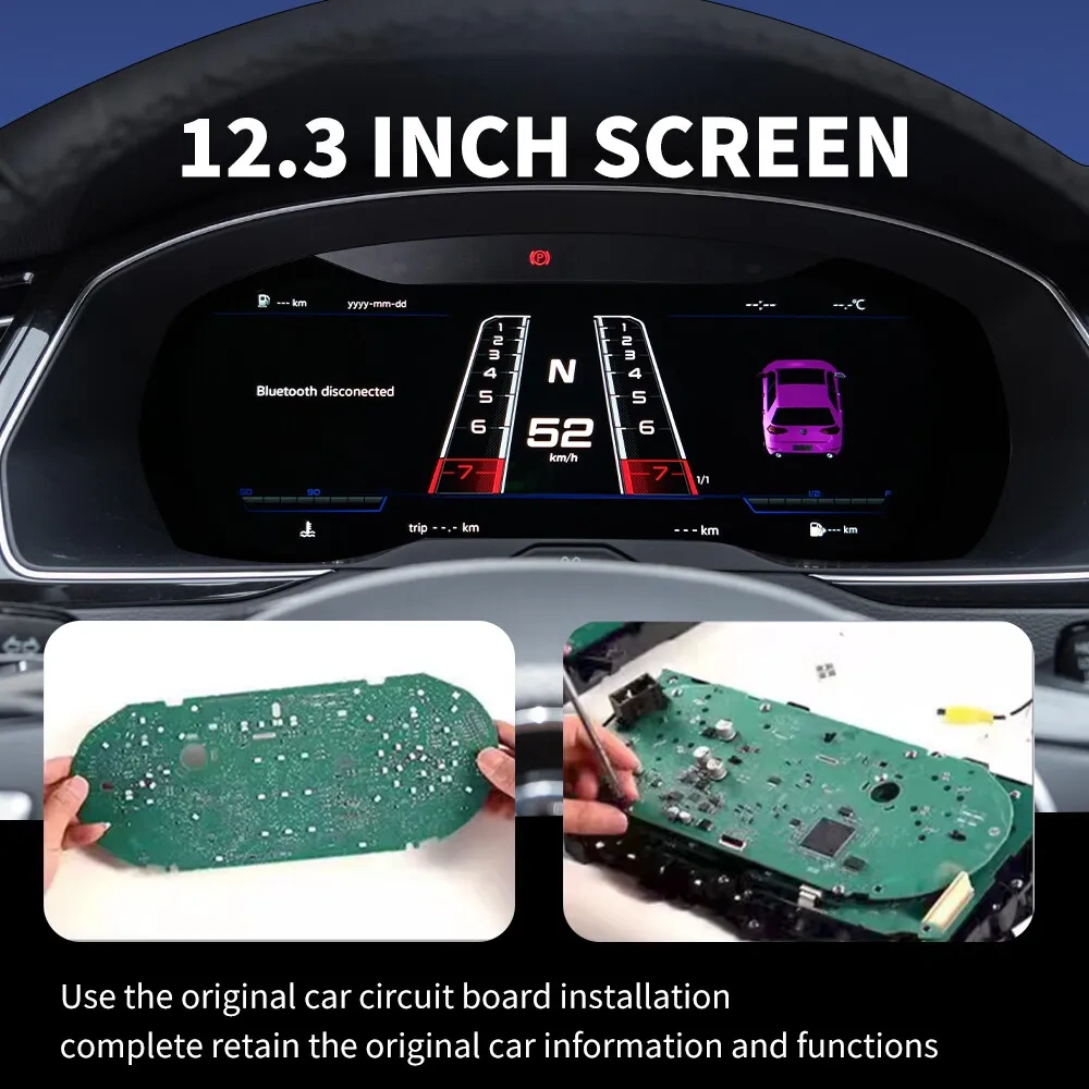 12.3” LCD Digital Dashboard, Digital Cluster, Virtual Cockpit for VW MQB B8