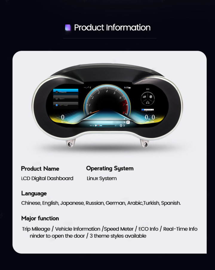 12.3” LCD Digital Dashboard, Digital Cluster, Virtual Cockpit for ...