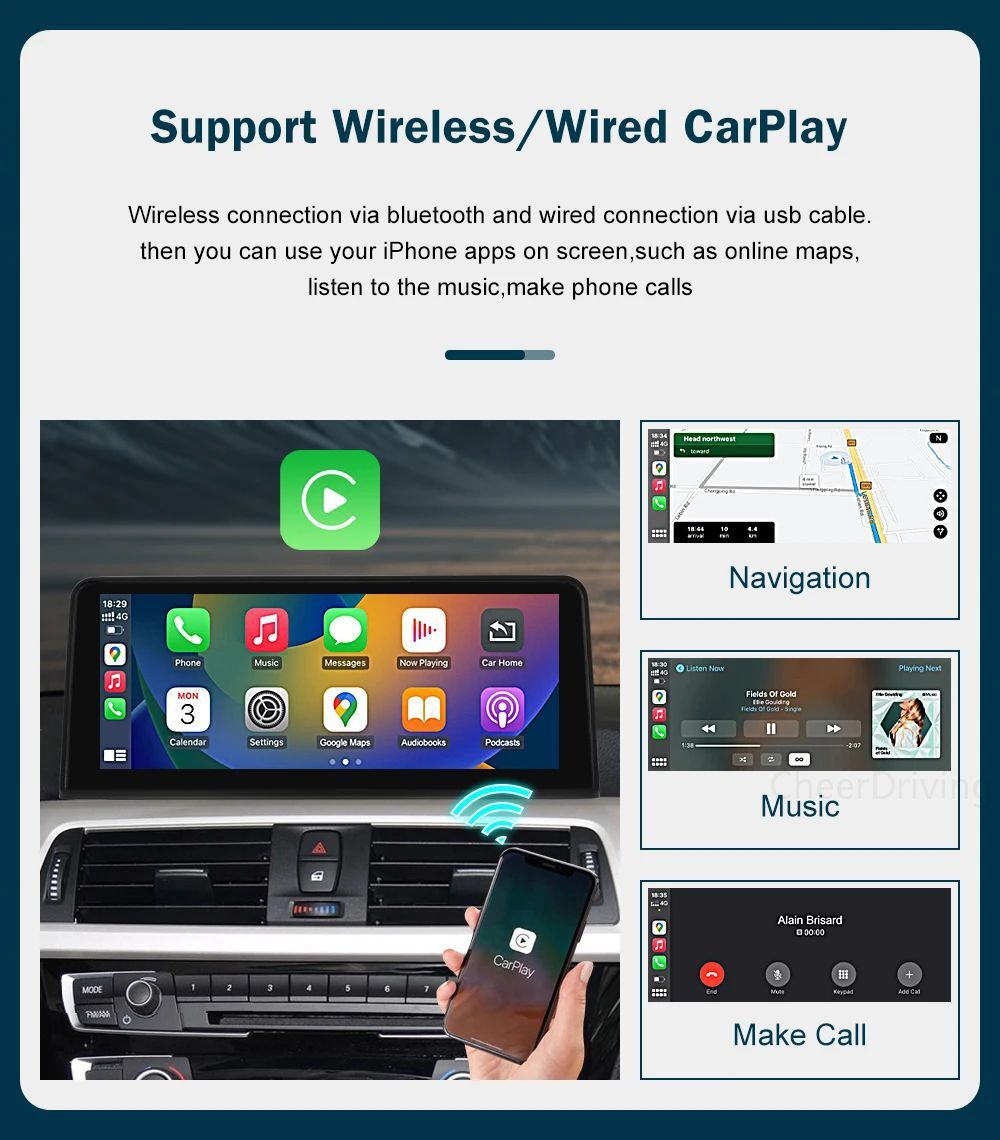 Linux HD Large CarPlay Screen Upgrade for BMW 3/4 Series E90 E91 F30 ...