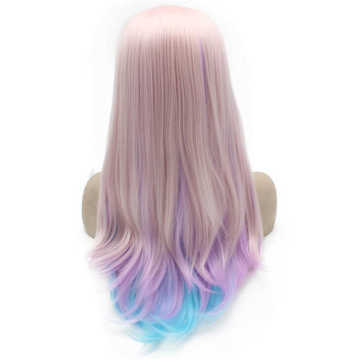 blue wig | bright pink wig