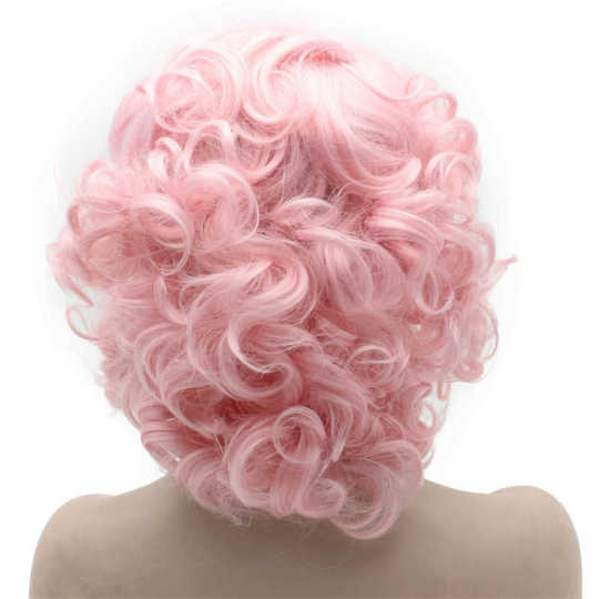 Short Pink Curly Synthetic Wig