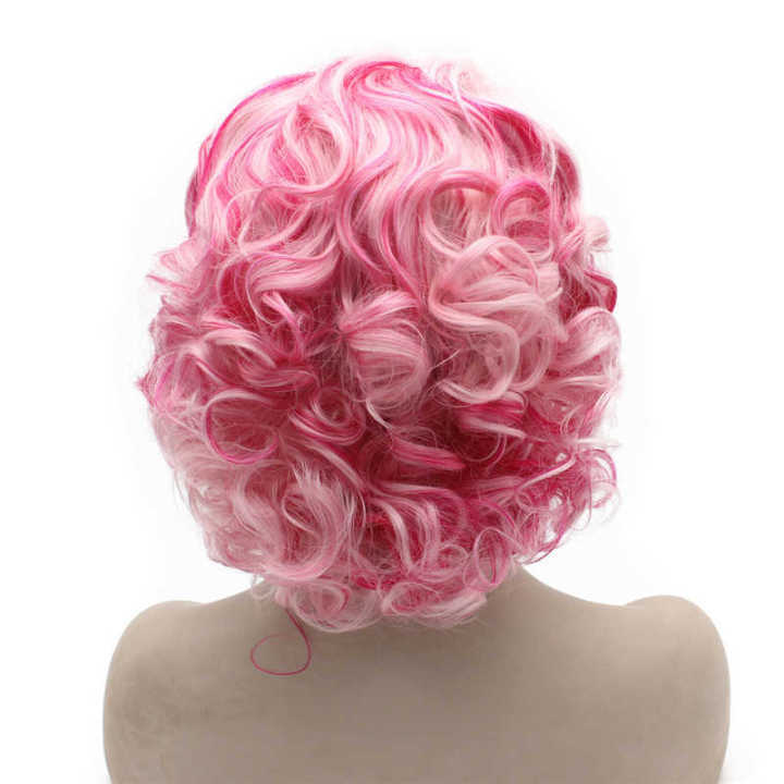 curly pink wig | light pink wig