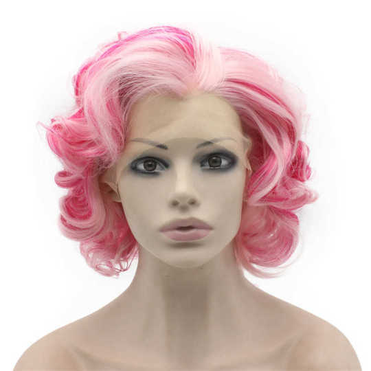 curly pink wig | light pink wig