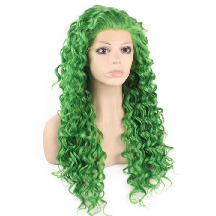 green wig | long green wig