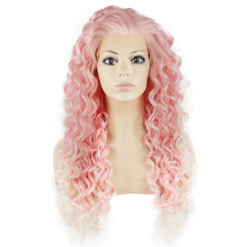 curly pink wig | long pink wig | pink curly wig