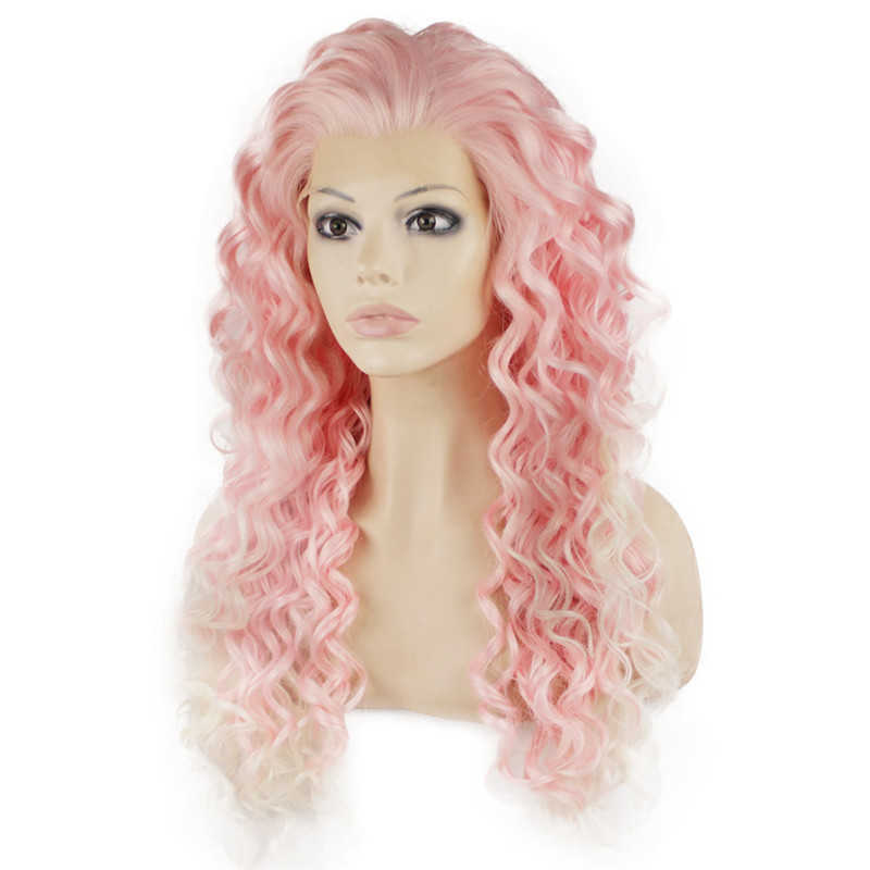 curly pink wig | long pink wig | pink curly wig