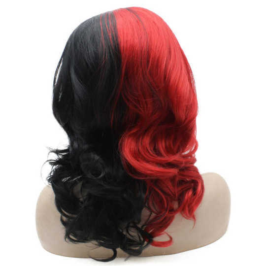 half black half red wig