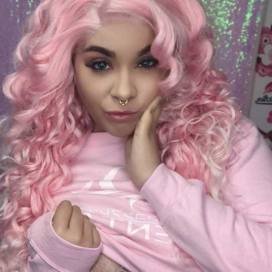 curly pink wig | long pink wig | pink curly wig