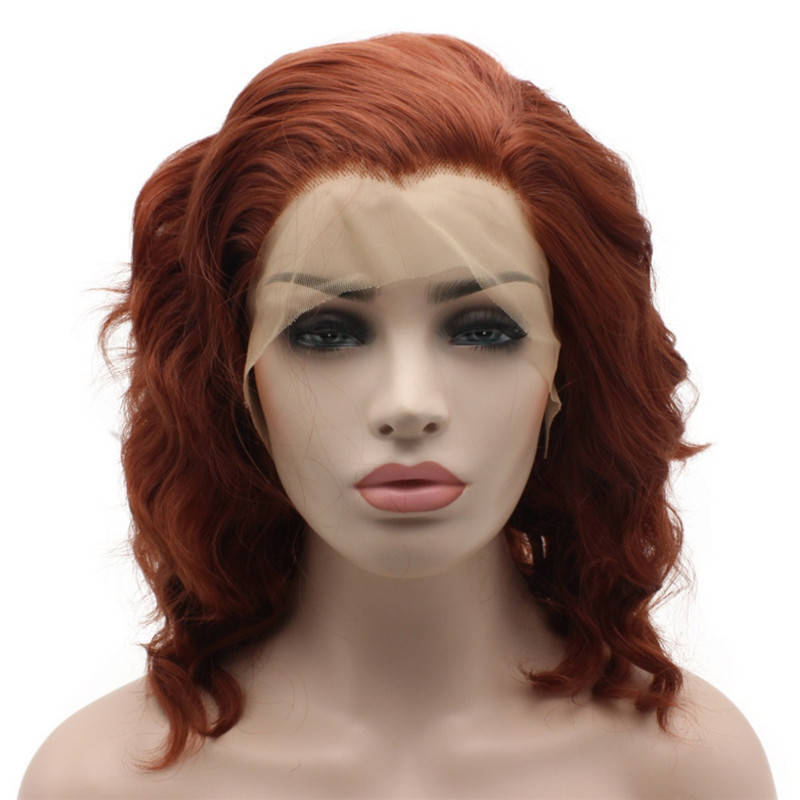 Burgundy Red Shoulder Length Wavy Wig