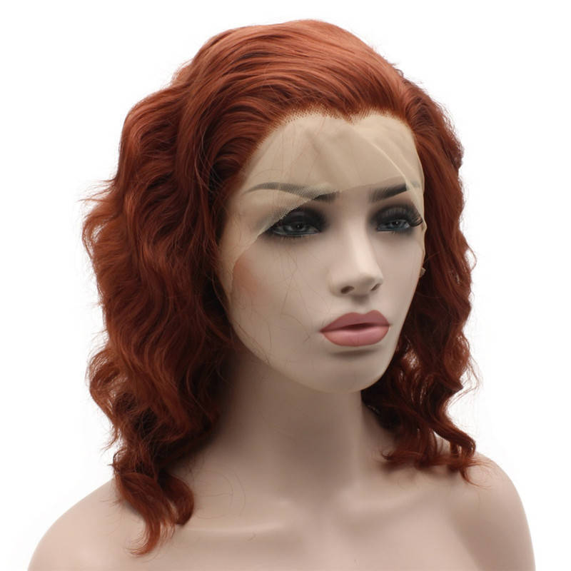 Burgundy Red Shoulder Length Wavy Wig