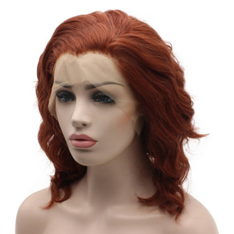 Burgundy Red Shoulder Length Wavy Wig