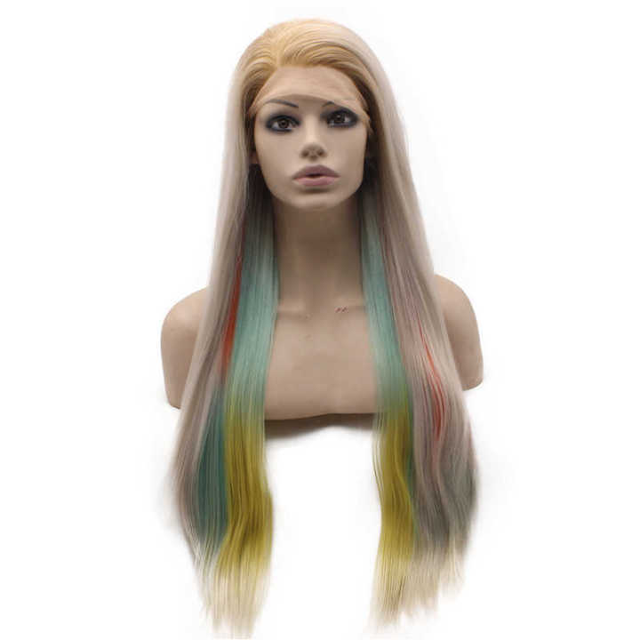 Rainbow Color Straight Lace Front Wig