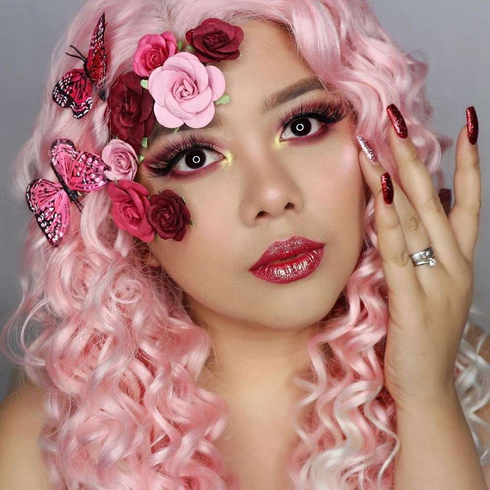 curly pink wig | long pink wig | pink curly wig