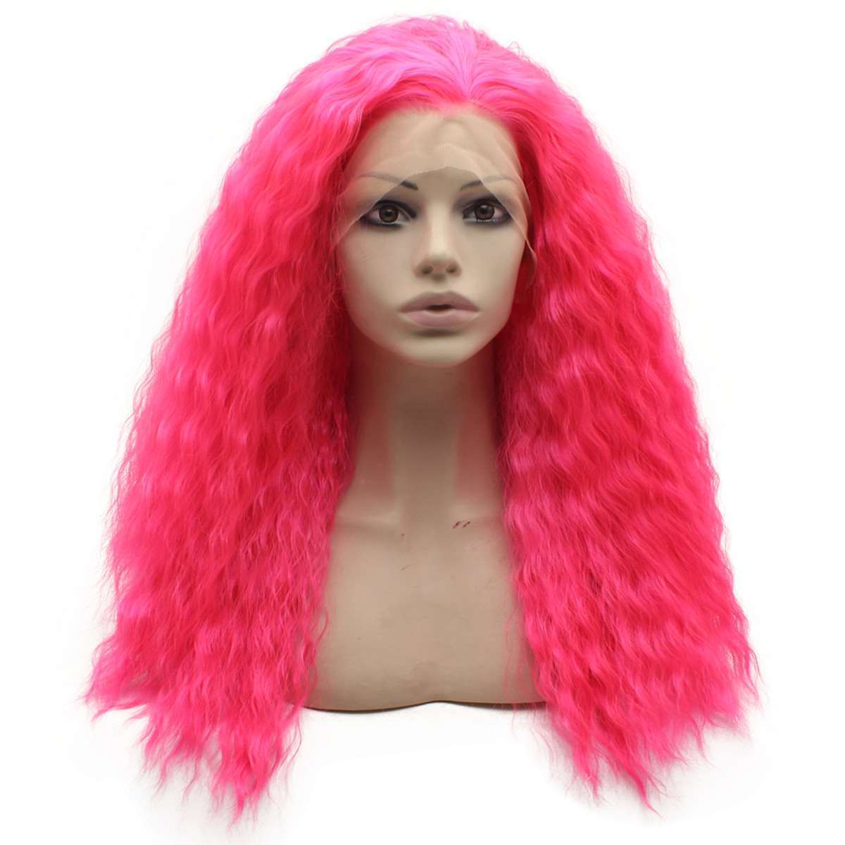 Loose Curly Synthetic Lace Front Hot Pink Fashion Wig | Iwonawig