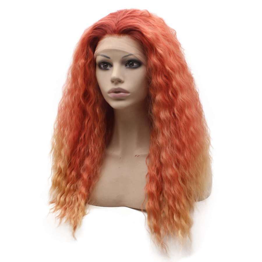 Loose Curly Synthetic Lace Front Red Blonde Tone Ombre Wig | Iwonawig