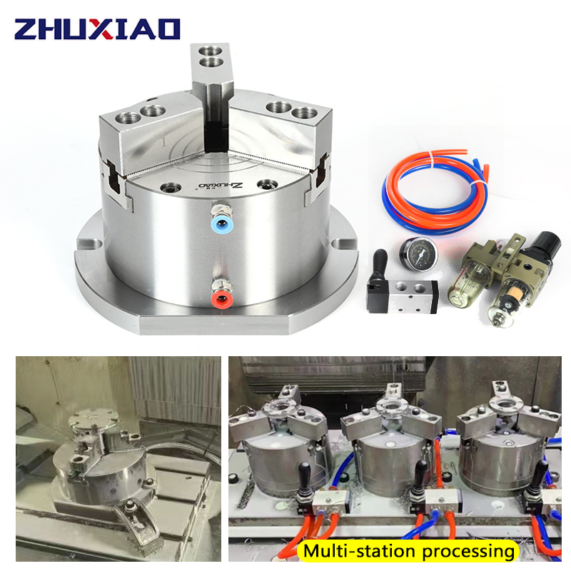 ZHUXIAO Solid 6/8/10 inch Vertical pneumatic chuck solid 3 Jaw air ...