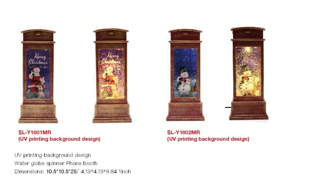Acrylic Water globe spinner Phone booth Santa Claus/Snowman Uy printing ...