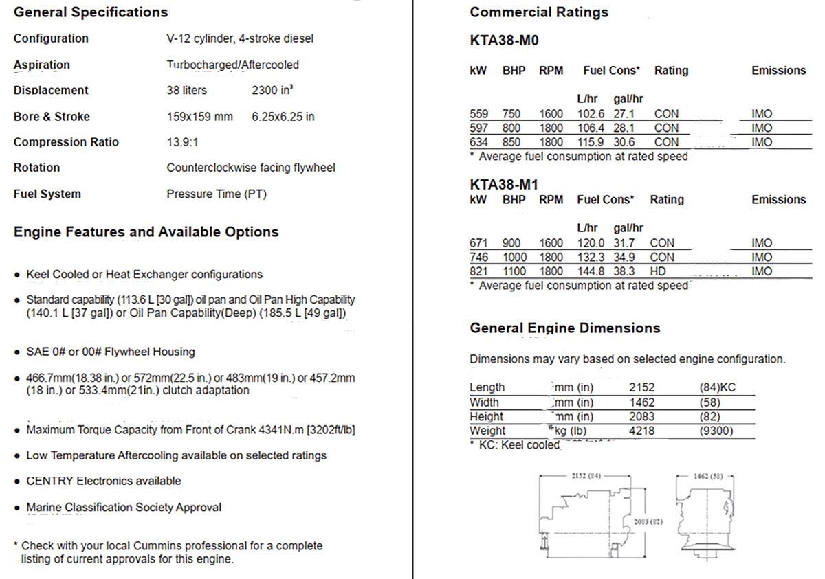 Cummins KTA38 Diesel Marine Engines
