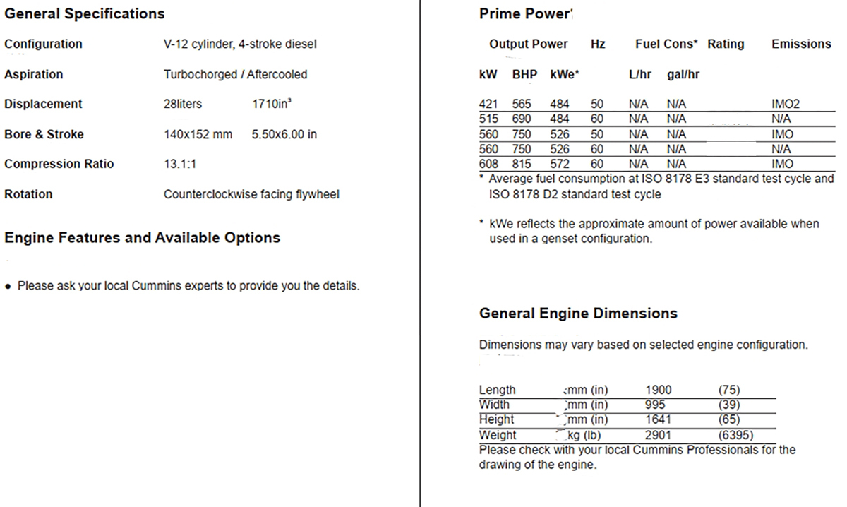 Cummins VTA28 Series Diesel OIL AND GAS Engines for Commercial Industrial