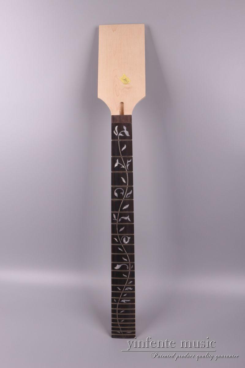 22 Fret Guitar Neck Paddle Head 25.5 Inch Rosewood Fretboard Vine Inlay ...