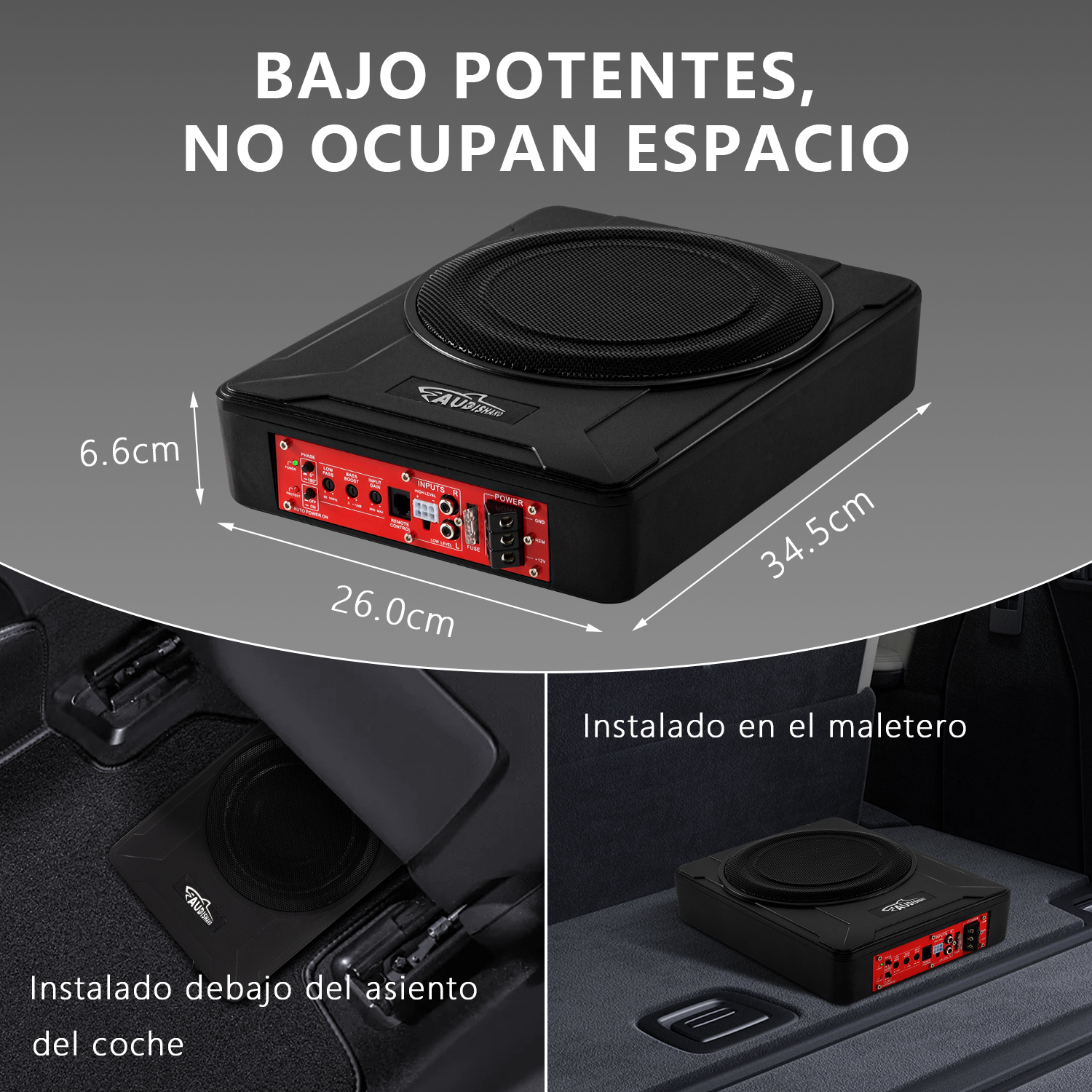 CGP-108B Audishako Active Car Subwoofer 10 Inches RMS 600W Max Model