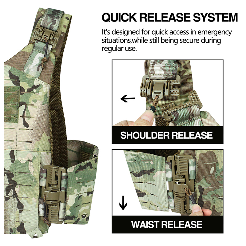 Custom wholesale Tactical Quick Release Vest for Men Fully Adjustable Plate Carriers Vest with ...