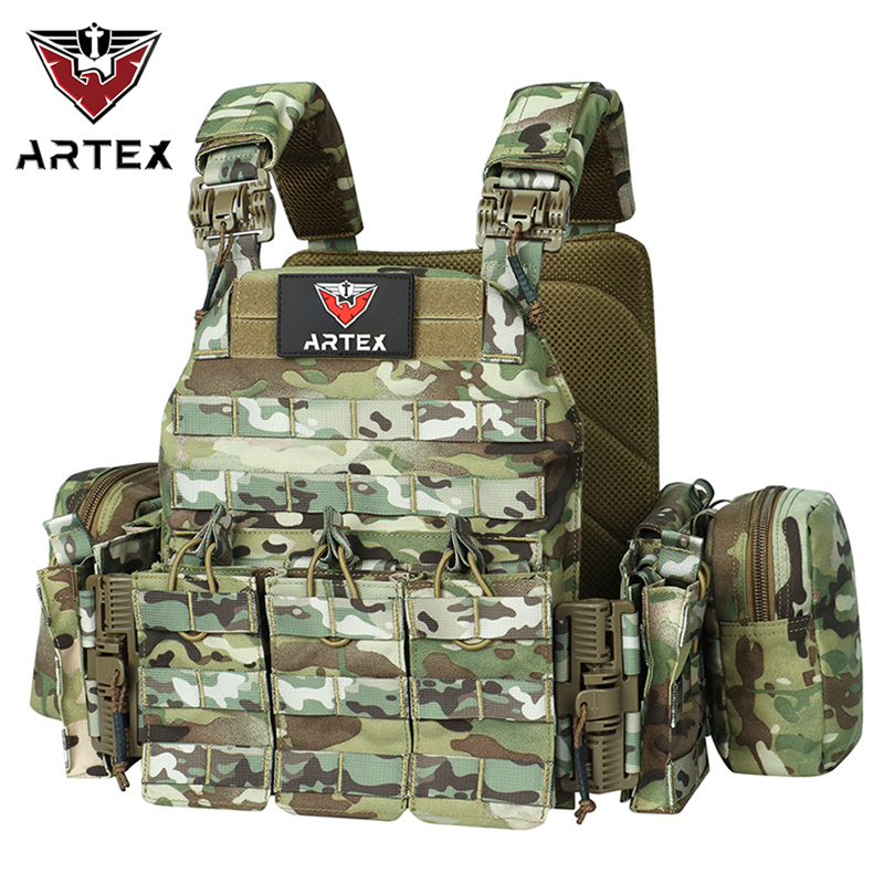 Artex Tactical Vest with Triple Magazine Pouch 1000D Nylon Fabric Quick Release 6094K Hunting ...