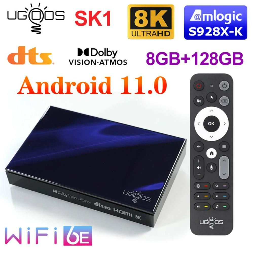 UGOOS SK1 Amlogic S928X-K 2.0GHZ Android 11.0 Smart Tv Box DDR4 8GB 128GB WIFI6 BT5.2 Set Top ...
