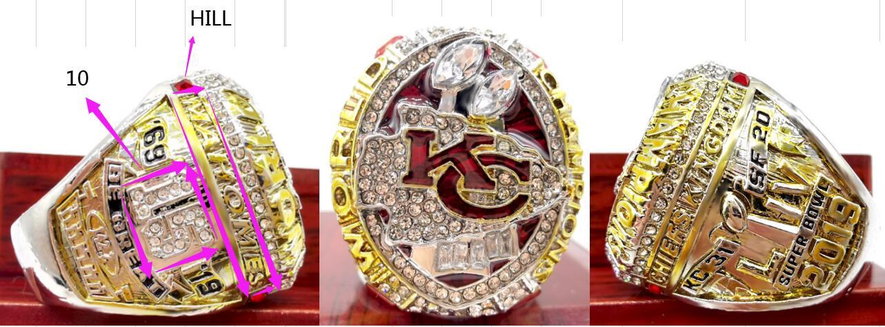 2019 Kansas Superbowl ring with the name "HILL" and his number is "10"