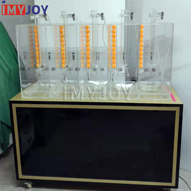 5D Barrels bingo air blowing lotto drawing machine with ball dispaly rack