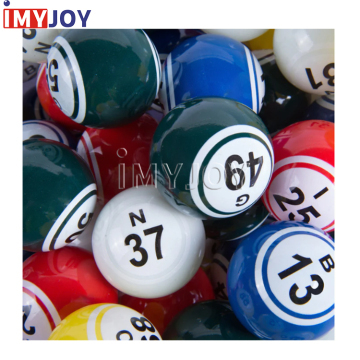 38mm diamter 5-Color Double Number Coated Bingo Ball Set for bingo machine