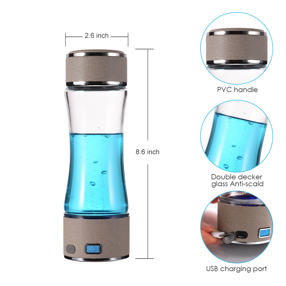 GOSOIT Hydrogen Alkaline Water Bottle Maker Machine Hydrogen Water Generator Ionizer with SPE ...