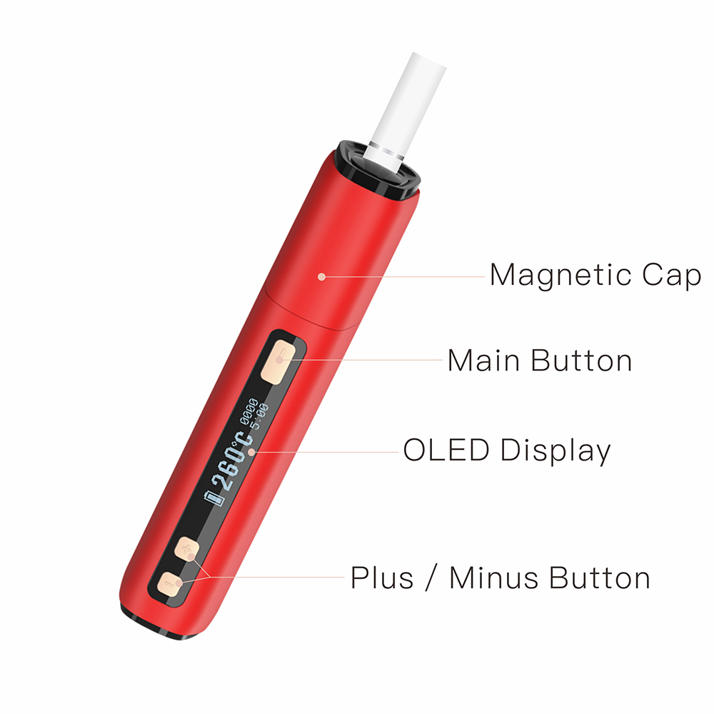 (Red) Newest LAMBDA CC OLED Display Heat Not Burn Tobacco Heating Device, Compatible with All ...