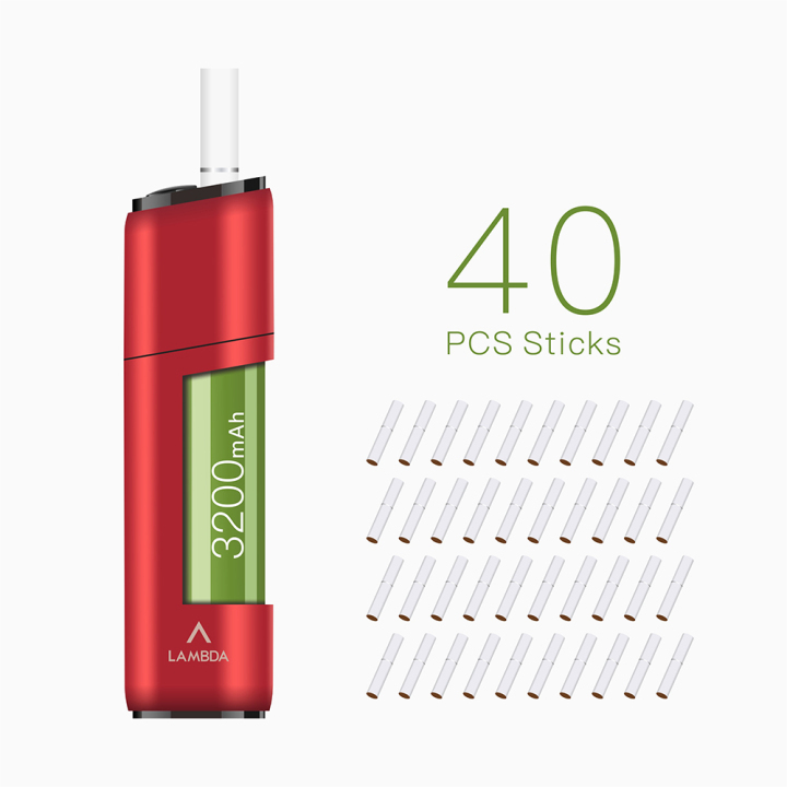 (Red) Newest LAMBDA CC OLED Display Heat Not Burn Tobacco Heating Device, Compatible with All ...