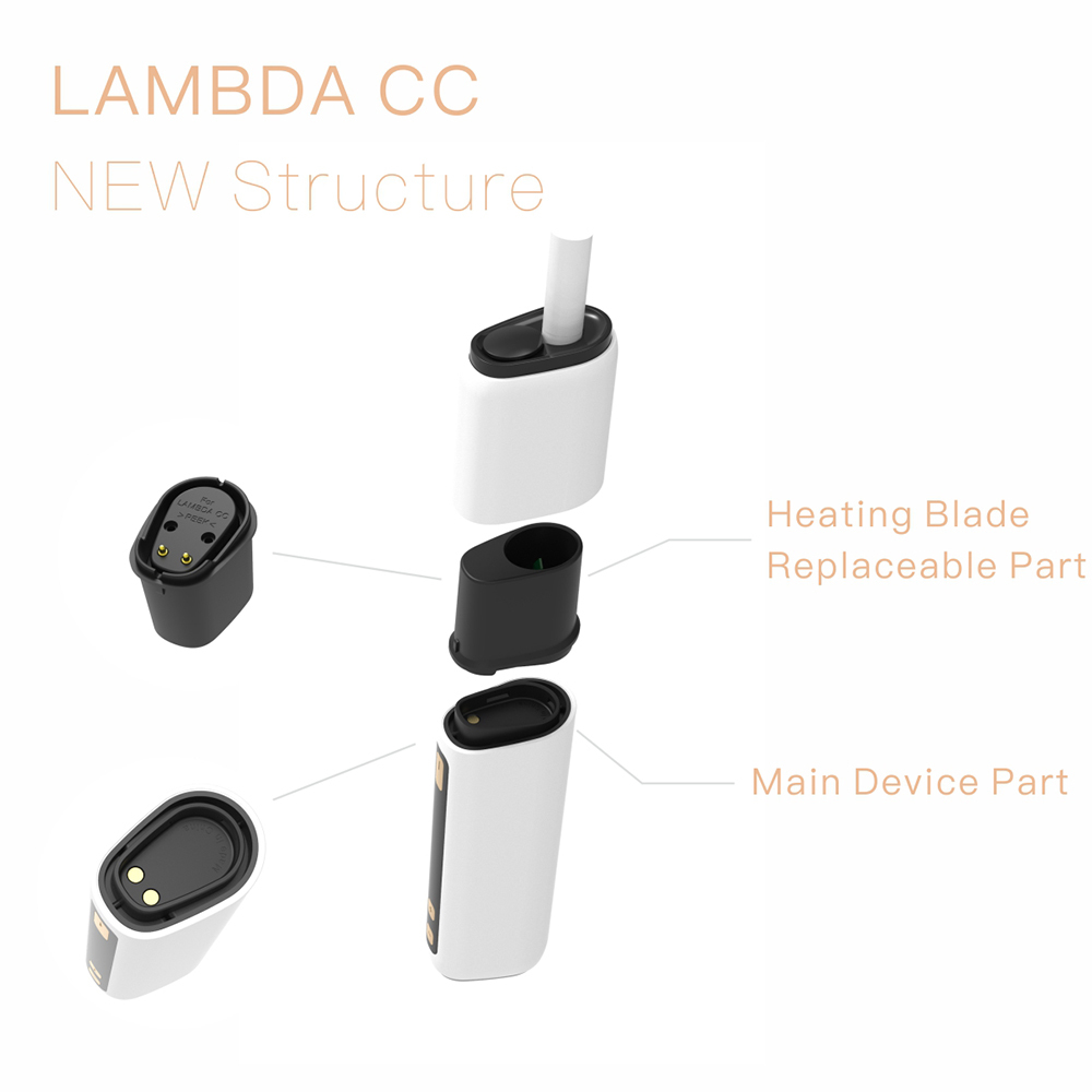 (White) Newest LAMBDA CC OLED Display Heat Not Burn Tobacco Heating Device, Compatible with All ...